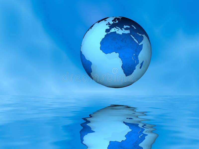 Globe Above Water, Eastern Hemisphere Stock Illustration - Illustration ...