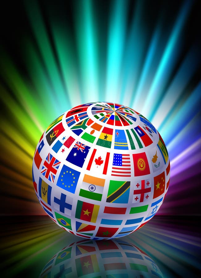 Globe on Abstract Spectrum Background Stock Illustration - Illustration ...