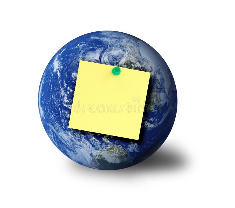 Globe and adhesive note stock photo. Image of empty, close - 2758938