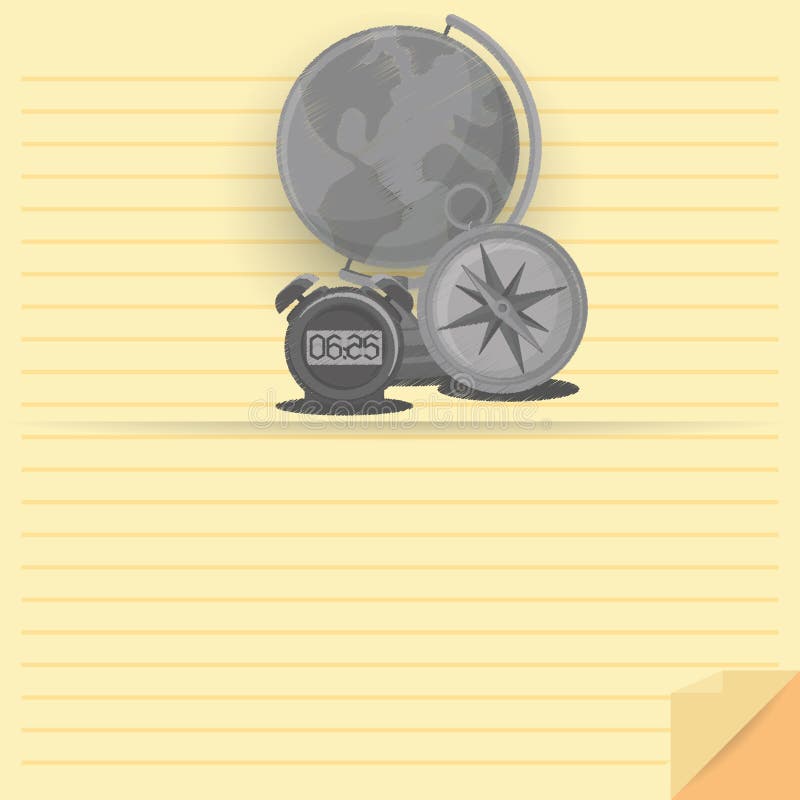 Globe, Alarm Clock and Compass with Space for Text Stock Vector ...