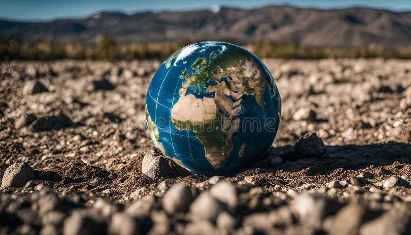 Globe on Arid Land stock illustration. Illustration of scarcity - 348561630