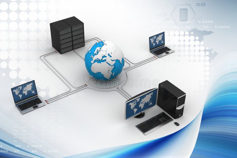 Computer Connected To the Server Stock Vector - Illustration of hosting ...