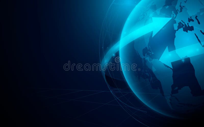 Globe and Arrow. Globe Connections Network with Futuristic Technology ...