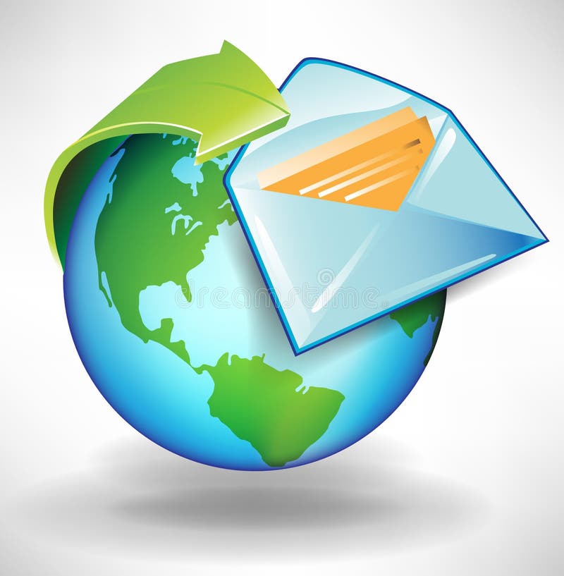 Globe with Arrow and Envelope Stock Vector - Illustration of digital ...