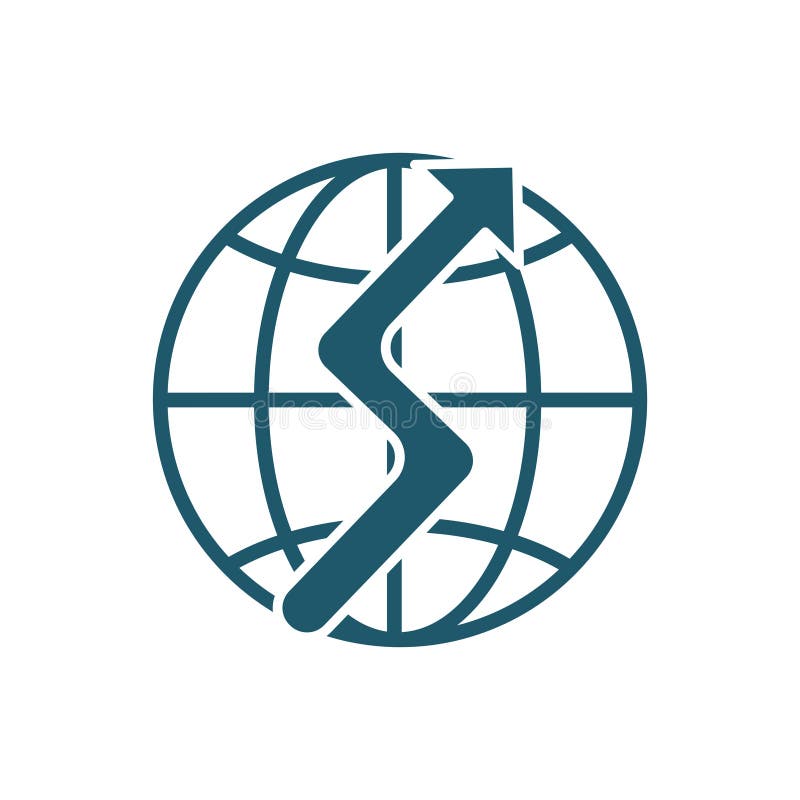 Globe and Arrow Icon. Flat Style Illustration Stock Illustration ...