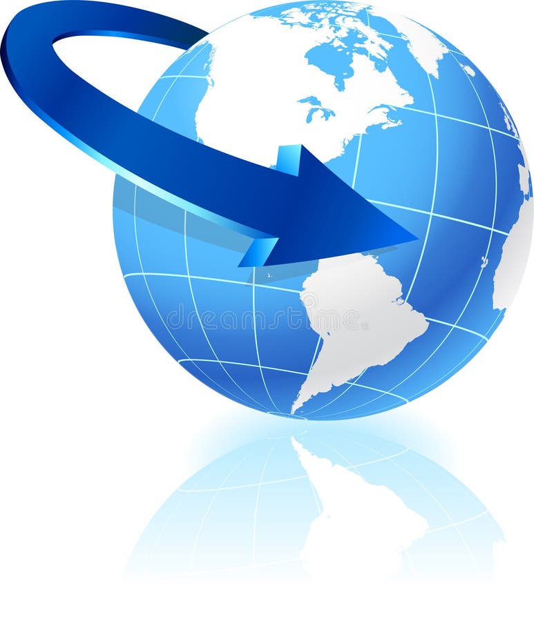 Globe with arrow stock illustration. Illustration of asia - 36590223