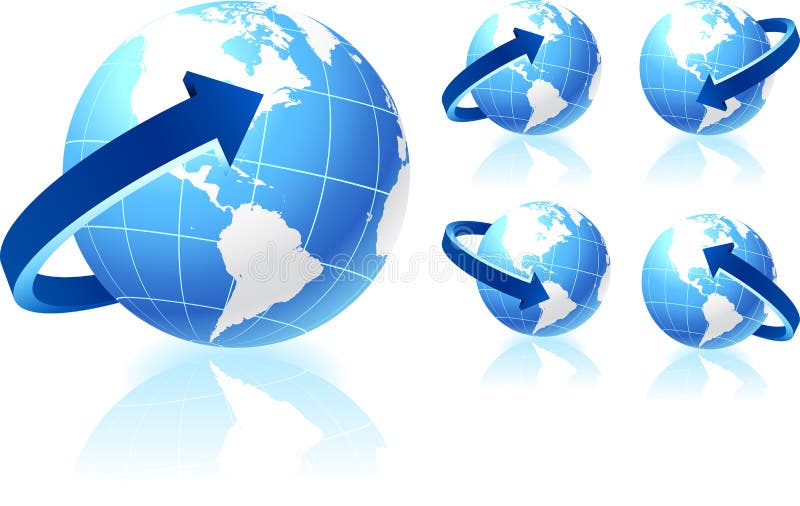 Globe with arrow Set stock illustration. Illustration of vibrant - 36618069