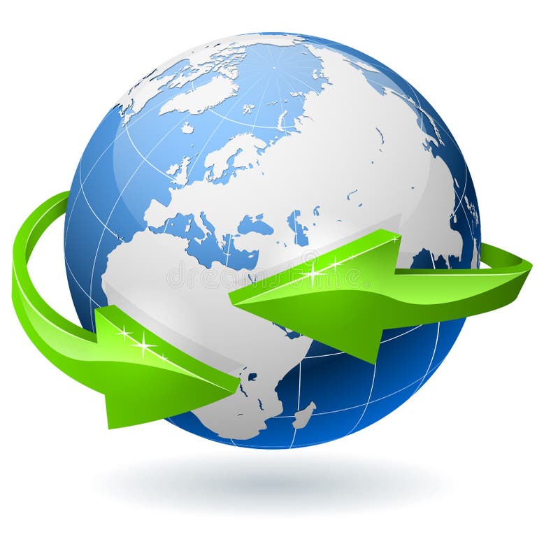 Arrows Around World Globe Stock Illustrations – 695 Arrows Around World ...