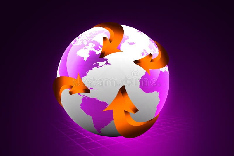Globe with arrows stock illustration. Illustration of global - 26264699