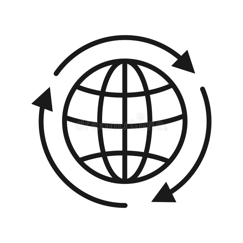 Globe with Arrows Around Vector Icon Isolated on White Background Stock ...