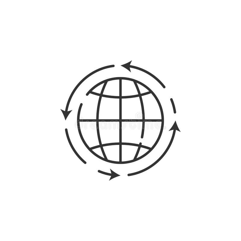 Globe in Arrows Vector Line Icon. Simple Element Illustration Stock ...