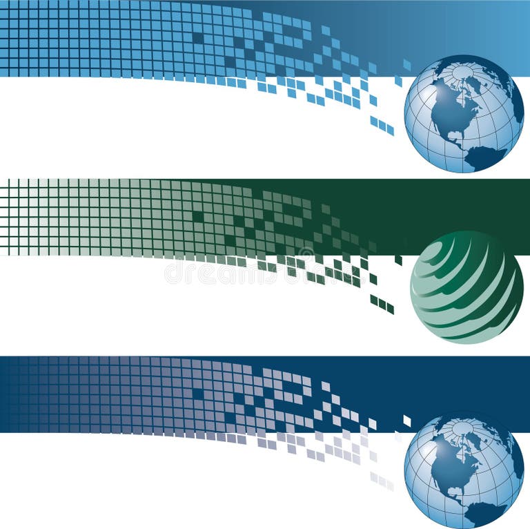 Globe banners stock vector. Illustration of computer, three - 4541878