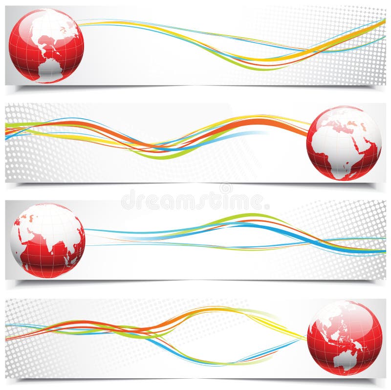 Globe banners stock vector. Illustration of computer, three - 4541878