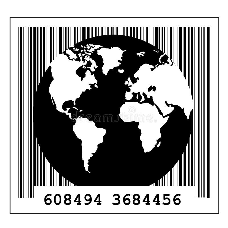 Globe in the barcode stock illustration. Illustration of black - 37847161