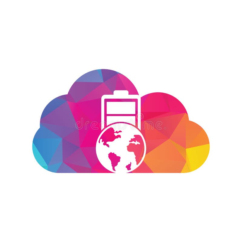 Globe Battery Cloud Shape Concept Logo Icon Design. Stock Vector ...