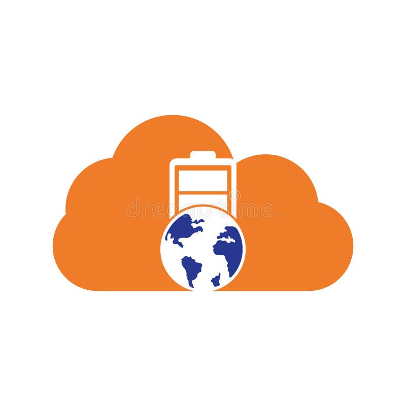 Globe Battery Cloud Shape Concept Logo Icon Design. Stock Vector ...