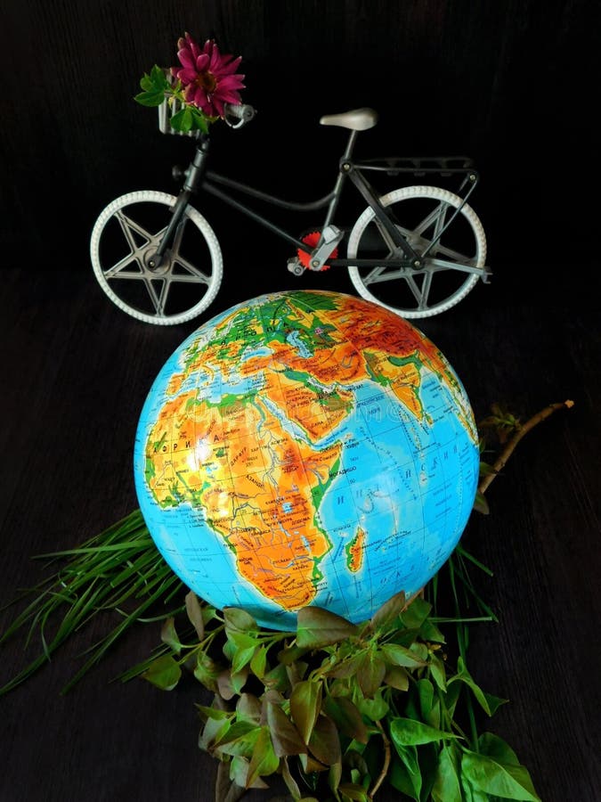 Globe and a Bicycle. Travel Concept. Environment Concept Stock Image ...