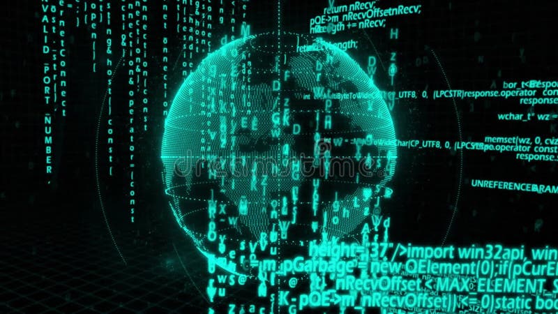Globe With Binary Code And Data Processing Animation Over Digital