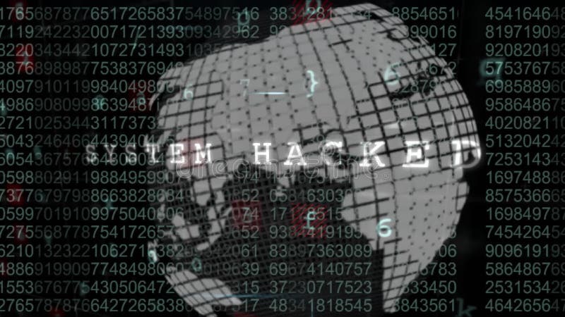 Globe with Binary Code and SYSTEM HACKED Text Animation Over Digital Data Stock Video - Video of ...
