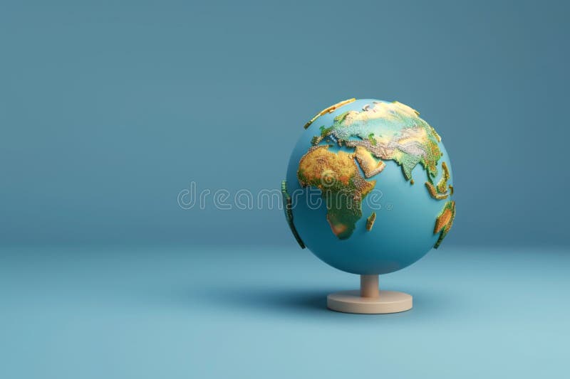 Globe on Blue Background 3D Rendering for a Striking Visual Stock ...