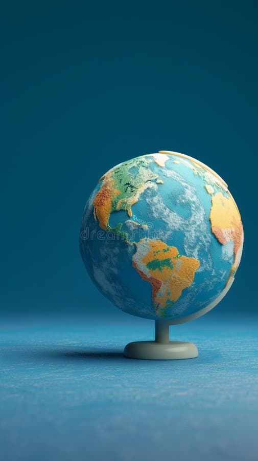 Globe on Blue Background 3D Rendering for a Striking Visual Stock ...