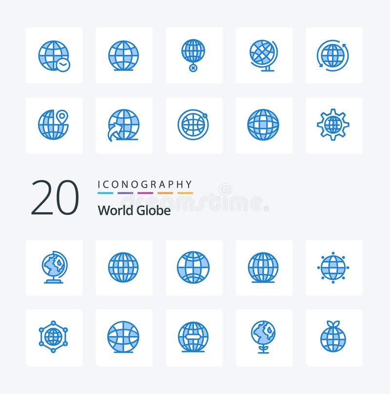 20 Globe Blue Color Icon Pack Like Earth Globe Internet Global Globe ...