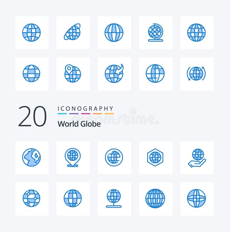 20 Globe Blue Color Icon Pack Like Internet Global Globe Earth Planet ...