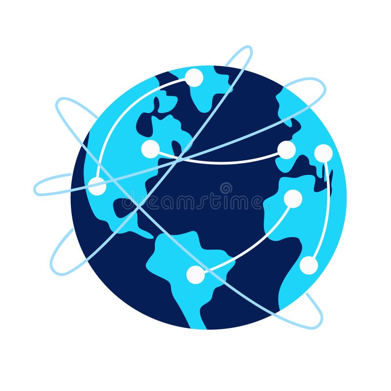 The Globe is Blue and the Geolocation Points are on it. Stock Vector ...