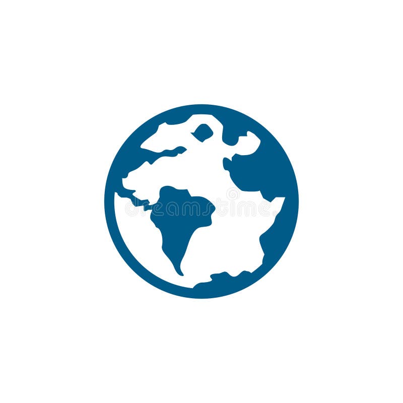 Globe Blue Icon on White Background. Blue Flat Style Vector ...