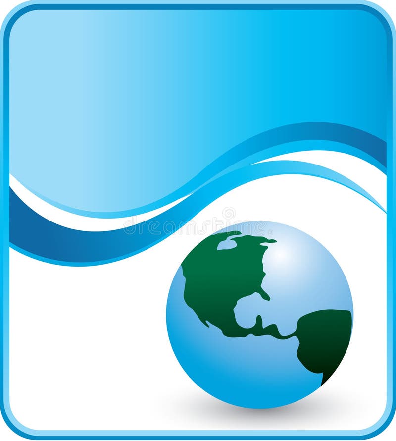 Globe on Blue Wave Background Stock Vector - Illustration of earth ...