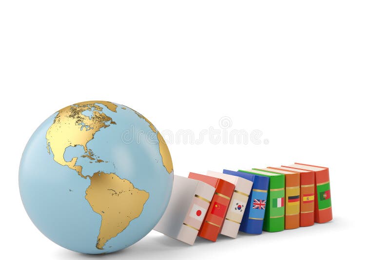 The Globe and Books Languages Learn and Translate Education Concept ...