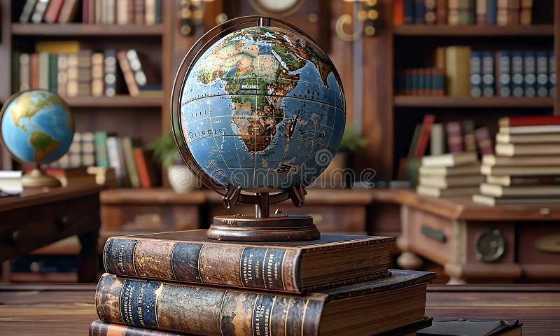 Globe on Books in a Library Stock Footage - Video of room, history ...