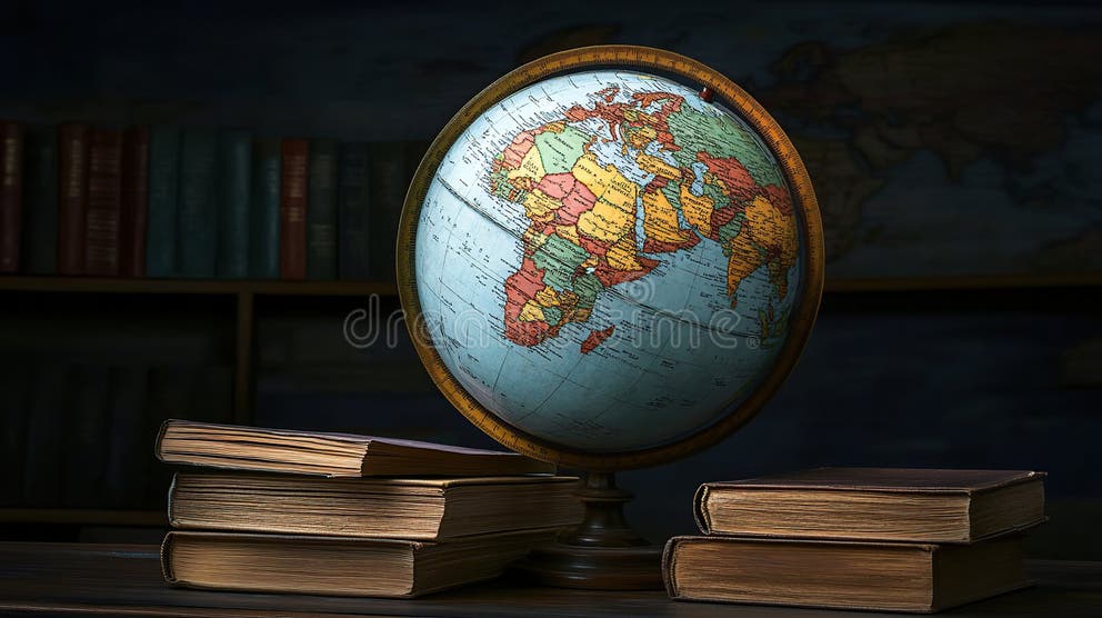 Globe on Books, Library, World Map, Learning, Exploration Stock Photo ...