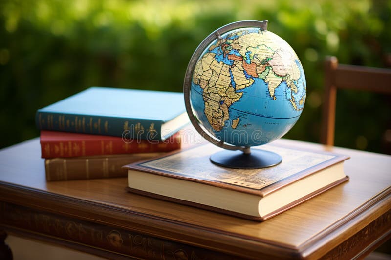 Globe and Books a Symbol of Global Knowledge and Education Stock ...