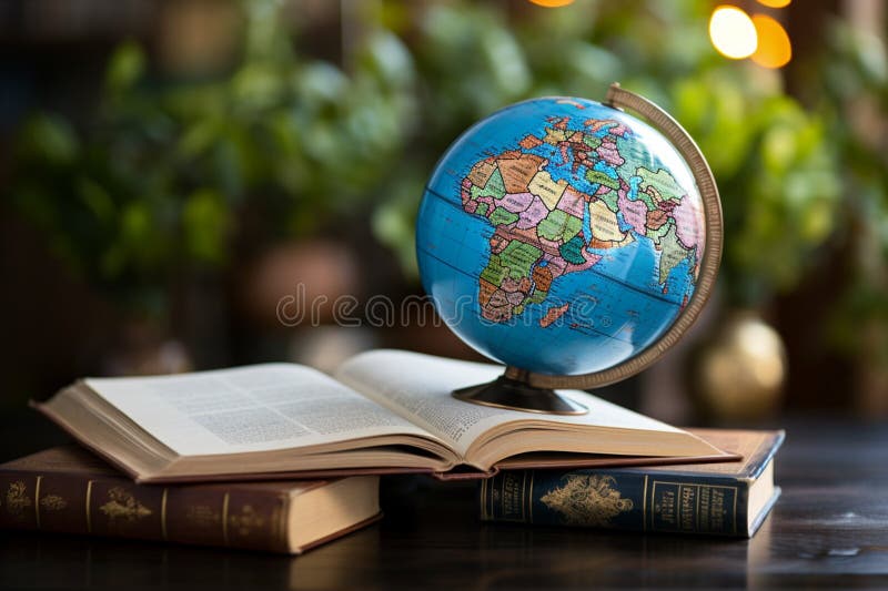 Globe and Books a Symbol of Global Knowledge and Education Stock ...