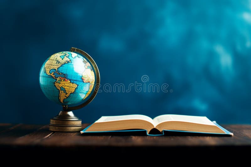 Globe and Books a Symbol of Global Knowledge and Education Stock ...