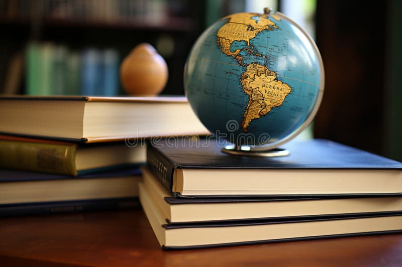 Globe and Books a Symbol of Global Knowledge and Education Stock ...