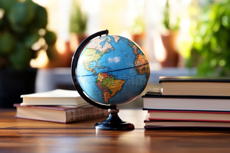 Globe and Books a Symbol of Global Knowledge and Education Stock ...