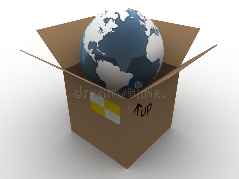 Open box and globe stock illustration. Illustration of international ...