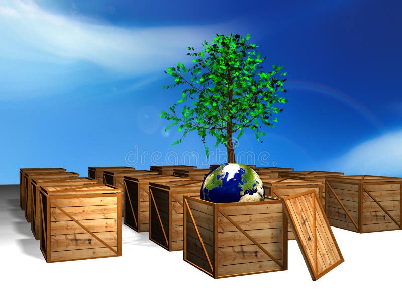 Globe and box stock illustration. Illustration of environment - 7156665