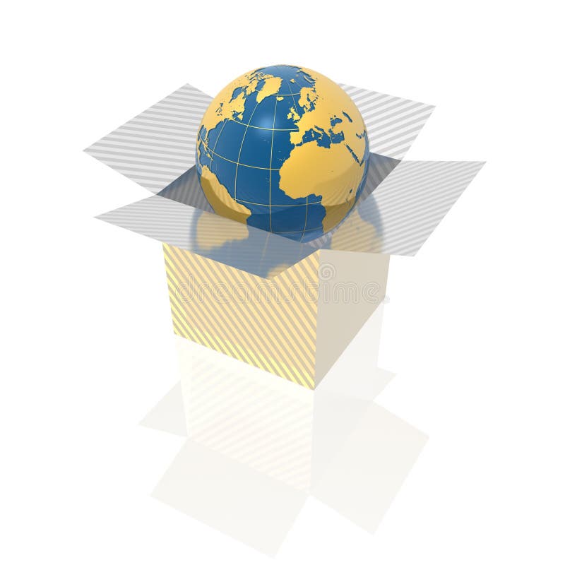 Open box and globe stock illustration. Illustration of international ...