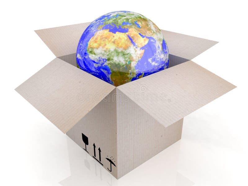 Globe and box. stock illustration. Illustration of global - 40094495
