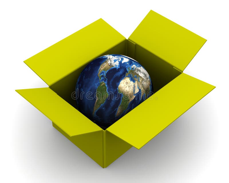 The globe in the box stock illustration. Illustration of isolated ...