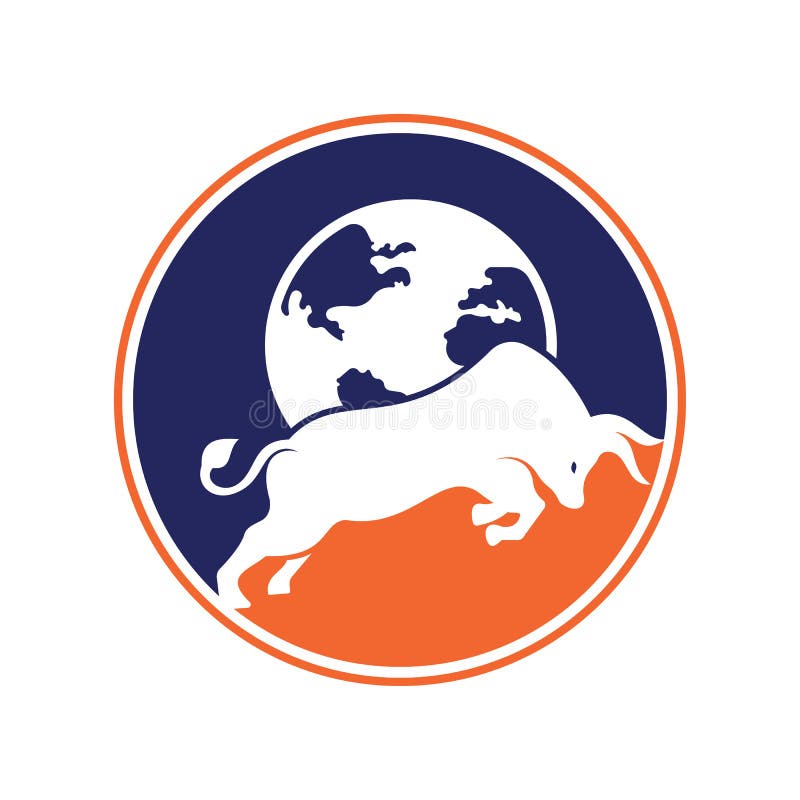 Globe Bull Heart Shape Concept Vector Logo Icon Design. Stock Vector ...