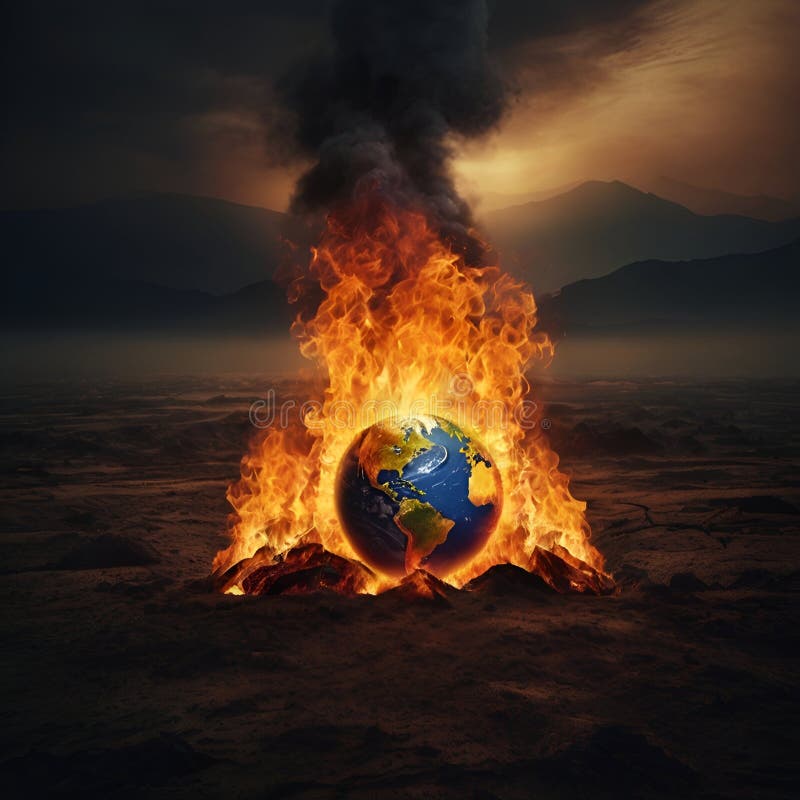 Globe Burning, Earth Burning, Global Warming Problem Concept, Social ...