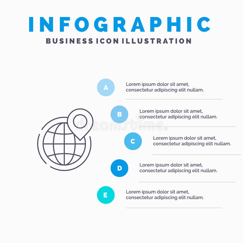 Globe, Business, Global, Office, Point, World Line Icon with 5 Steps ...