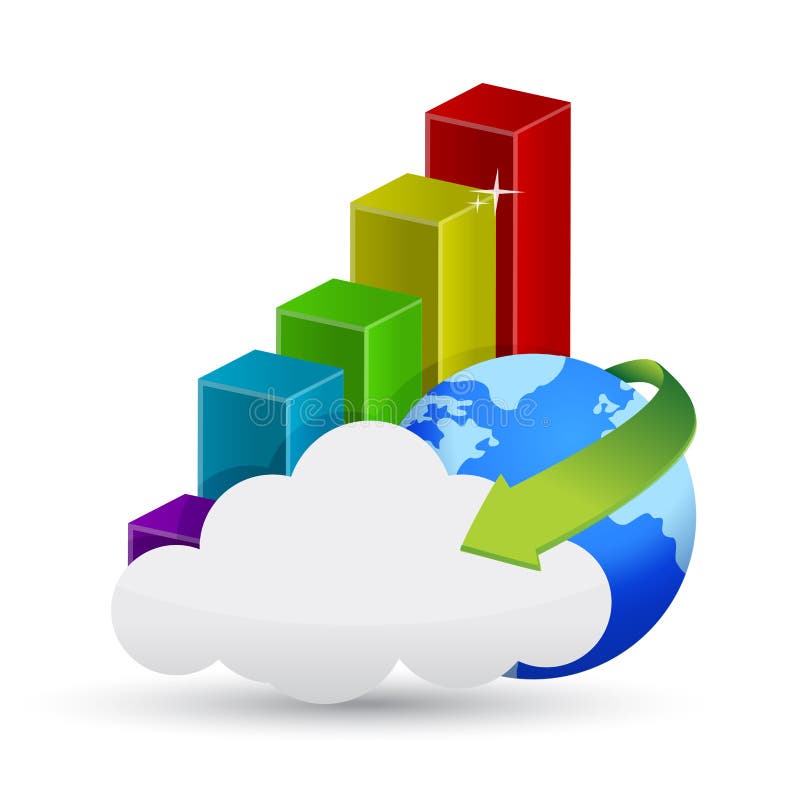 Globe, Business Graph and Cloud Computing Stock Illustration ...