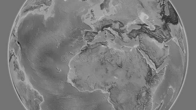 Globe Centered on Algeria. Grayscale Map Stock Illustration ...