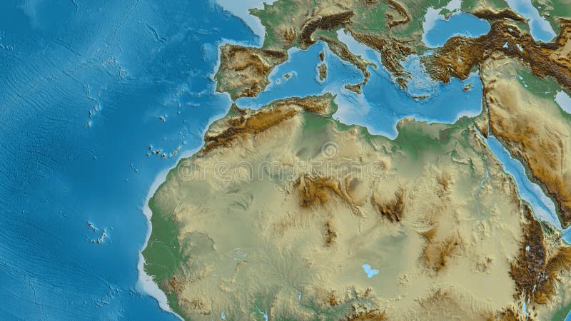 Globe Centered on Algeria Neighborhood. Relief Map Stock Illustration ...