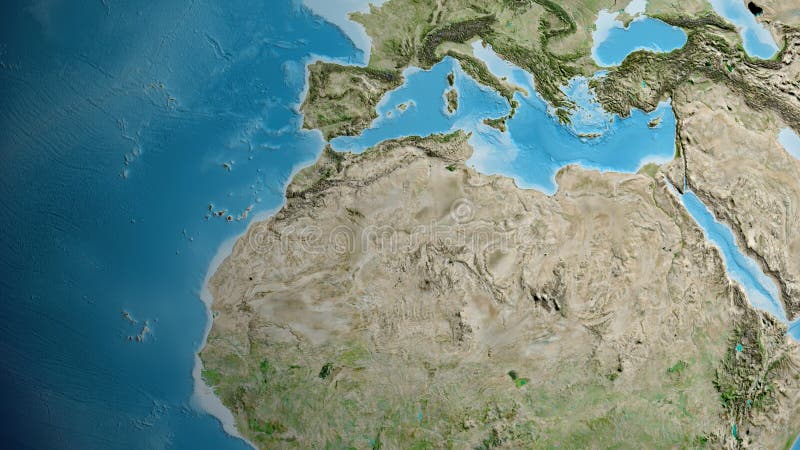 Globe Centered on Algeria Neighborhood. Satellite Map Stock ...